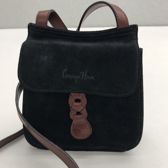 Carriage House | Bags | Carriage House Black Suede Leather Crossbody ...
